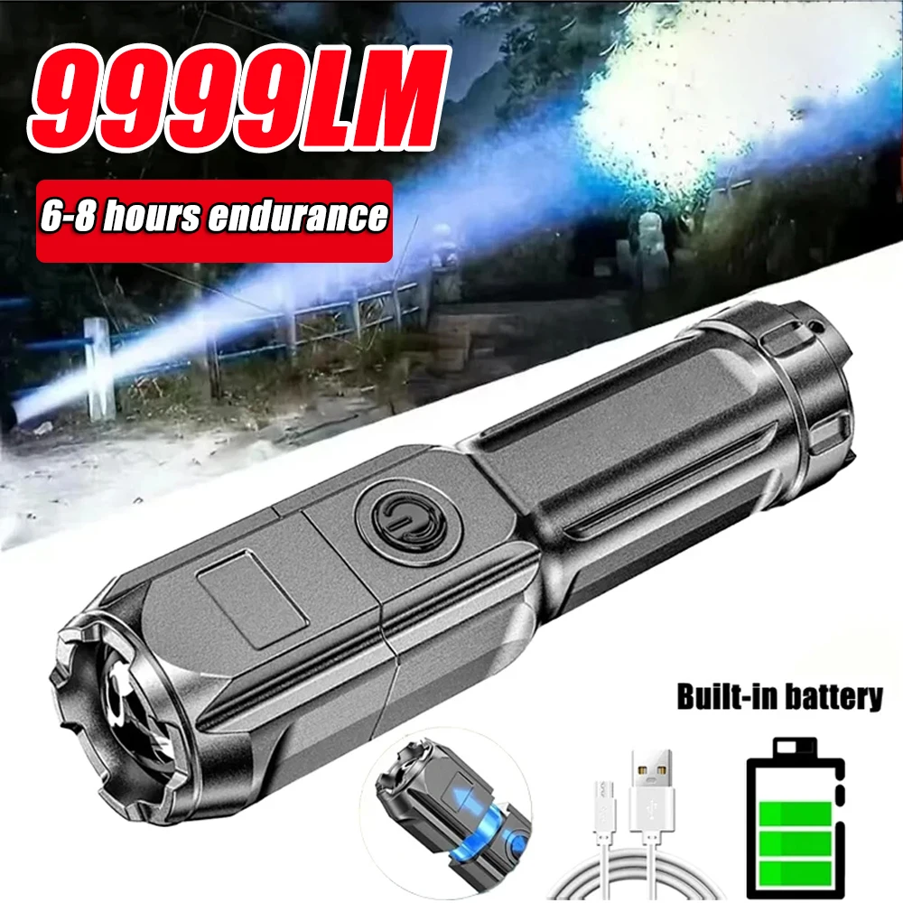 Powerful-LED-Flashlight-1000-Lumen-Tactical-Zoom-Flashlights-USB ...
