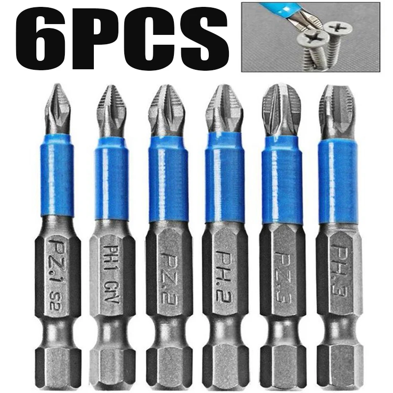6Pcs-Non-Slip-Magnetic-Screwdriver-Bit-Set-50mm-Hex-Shank-Phillips ...