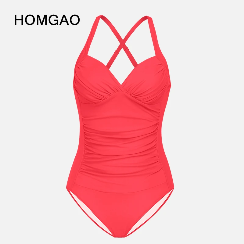Homgao Sexy V Neck Women S Swimsuit Push Up One Piece Bathing Suits