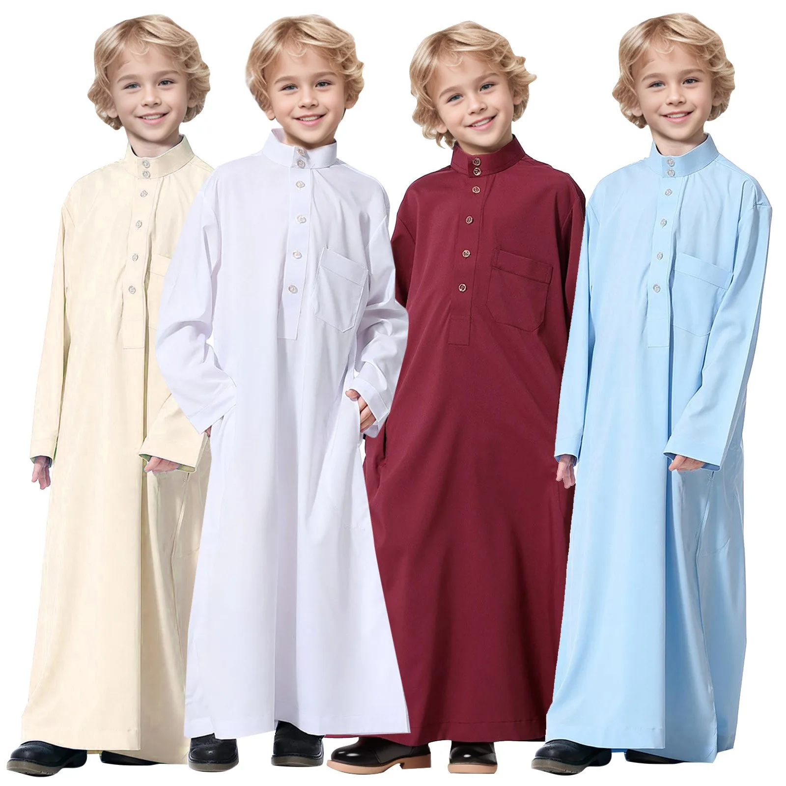 Islamic-Clothing-Kids-Boys-Long-Sleeve-Loose-Muslim-Robes-Saudi-Arabia ...