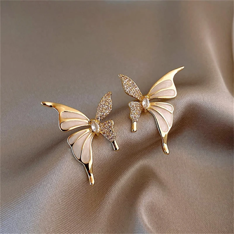 Elegant Zircon Butterfly Stud Earrings For Women Autumn Winter Fashion ...