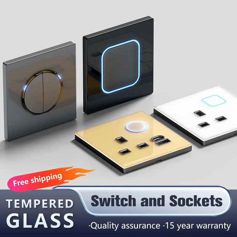 Tempered-Glass-Panel-Wall-Light-Switch-With-LED-Indicator-1-2-3-4-Gang ...
