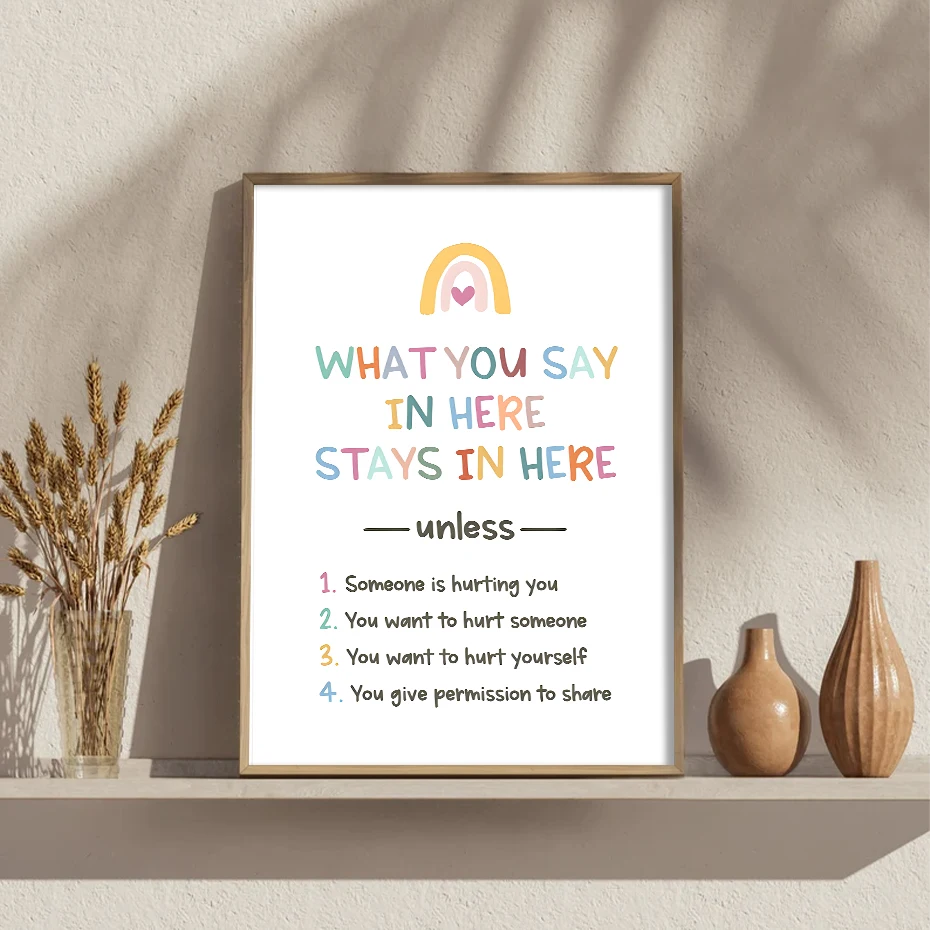 1PC-Rainbow-What-You-Say-In-Here-Stays-In-Here-Poster-Psychology-Wall ...