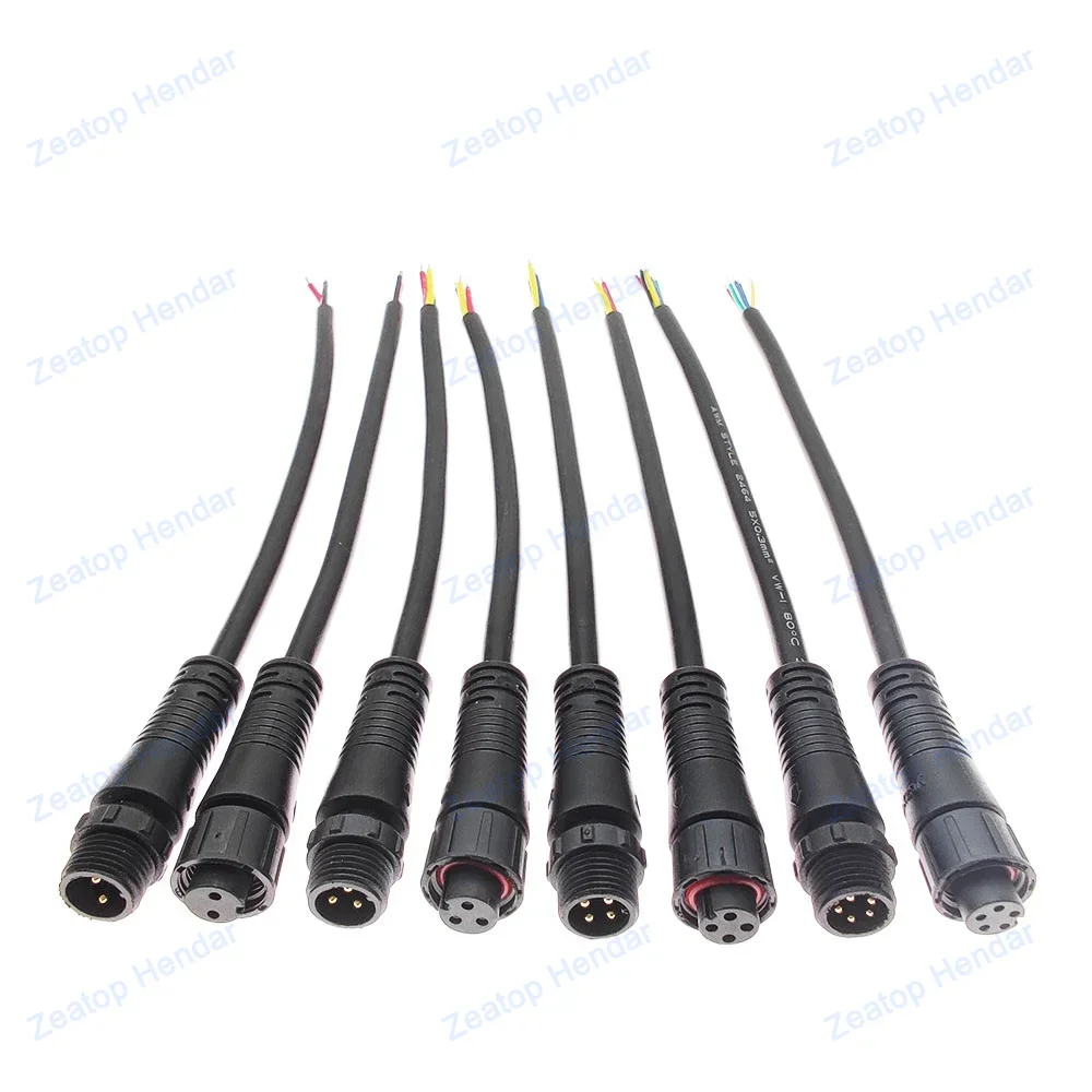 1Pair M12 Waterproof 2 3 4 5 Pin IP65 Screw Type Power Cable Wire Plug ...