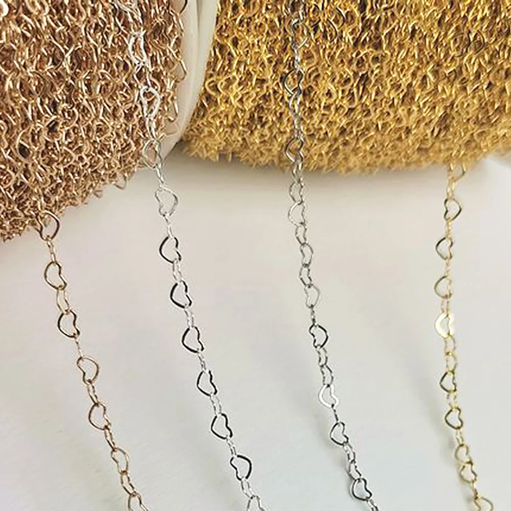 5Meters-1Meter-3mm-Love-Heart-Necklace-Chain-Silver-Gold-Color-Copper ...