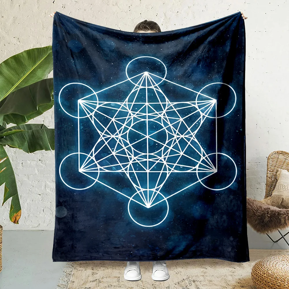 Metatron Cube Geometric Print Flannel Throw Blanket Soft Reversible All ...