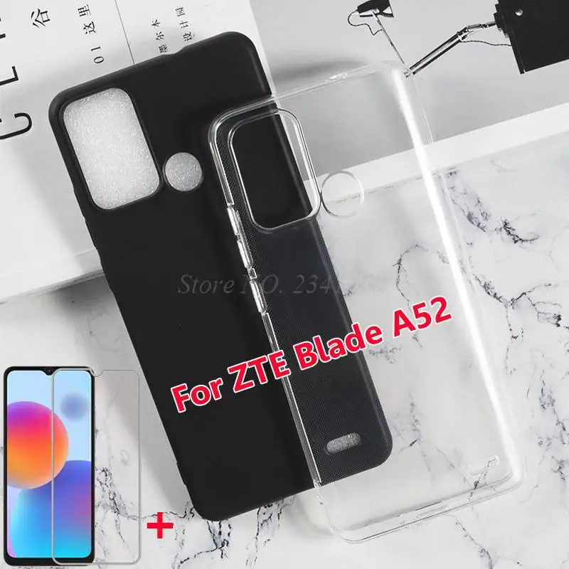 Screen-Protector-ZTE-Blade-A52-Cover-Transparent-Black-Soft-TPU-Case ...