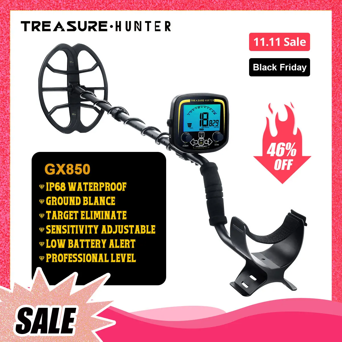 Treasure-Hunter-GX850-11inch-Coil-Metal-Detector-850-Professional ...
