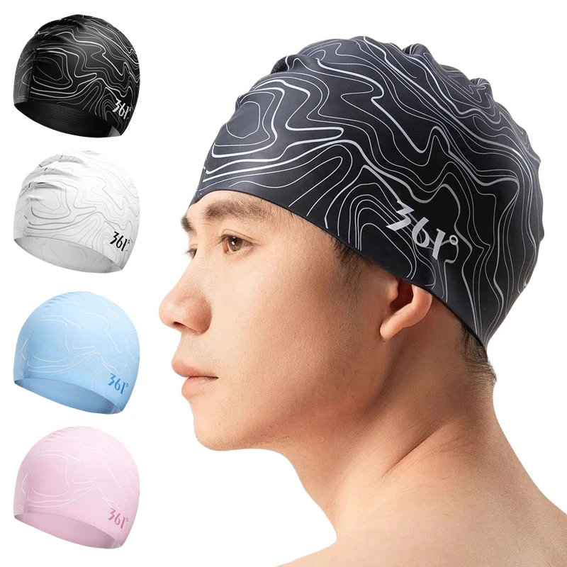 Brand-Women-Men-Silicone-Swimming-Cap-Stripe-Printed-Water-Caps-Bathing ...