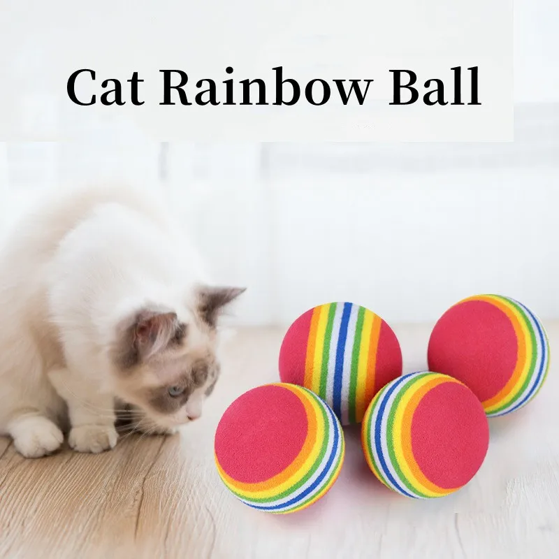 Rainbow-cat-toy-ball-cat-solid-elastic-ball-pet-supplies-kitten-puppy ...