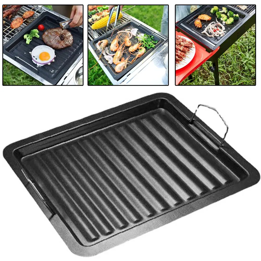 Nonstick-Grill-Pan-with-Handle-Outdoor-Barbecue-Grilling-Plate-for ...