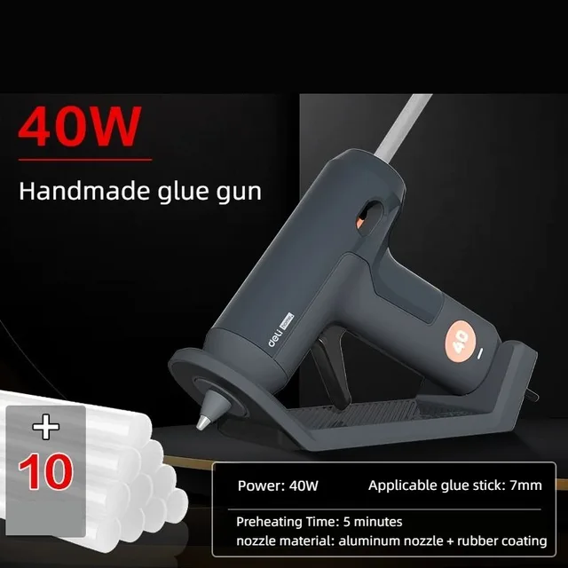 Deli 40W Hot Melt Glue Gun With 7MM Transparent Glue Stick Mini Gun ...