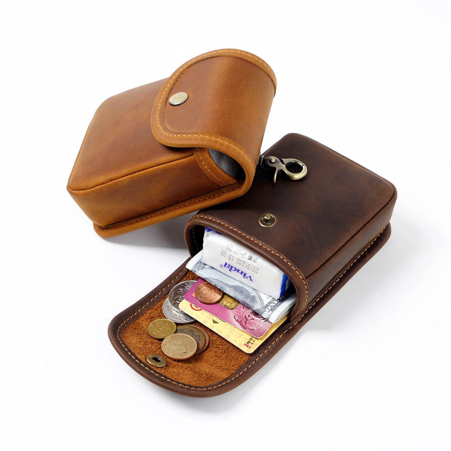 Genuine-Leather-Waist-Coin-Pouch-For-Men-Vintage-Small-Mini-Belt ...