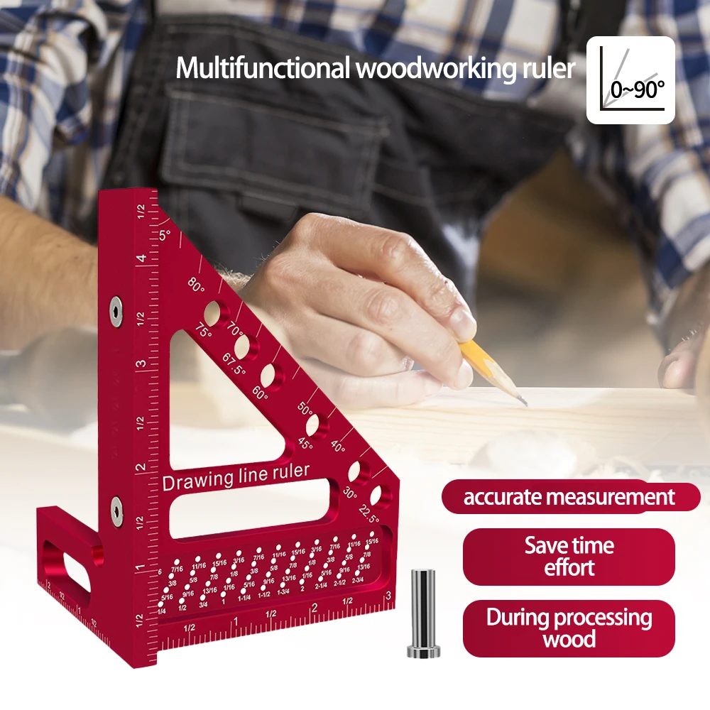 Precision-Aluminum-Alloy-Miter-Triangle-Ruler-45-90-Woodworking-Square ...