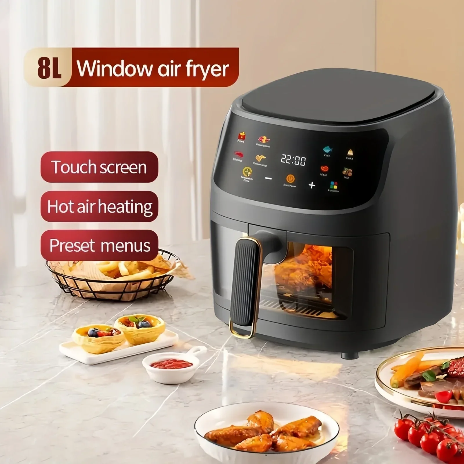 Air-Fryer-8L-Large-Capacity-Touch-Screen-Smart-Fryers-Household-Multi ...