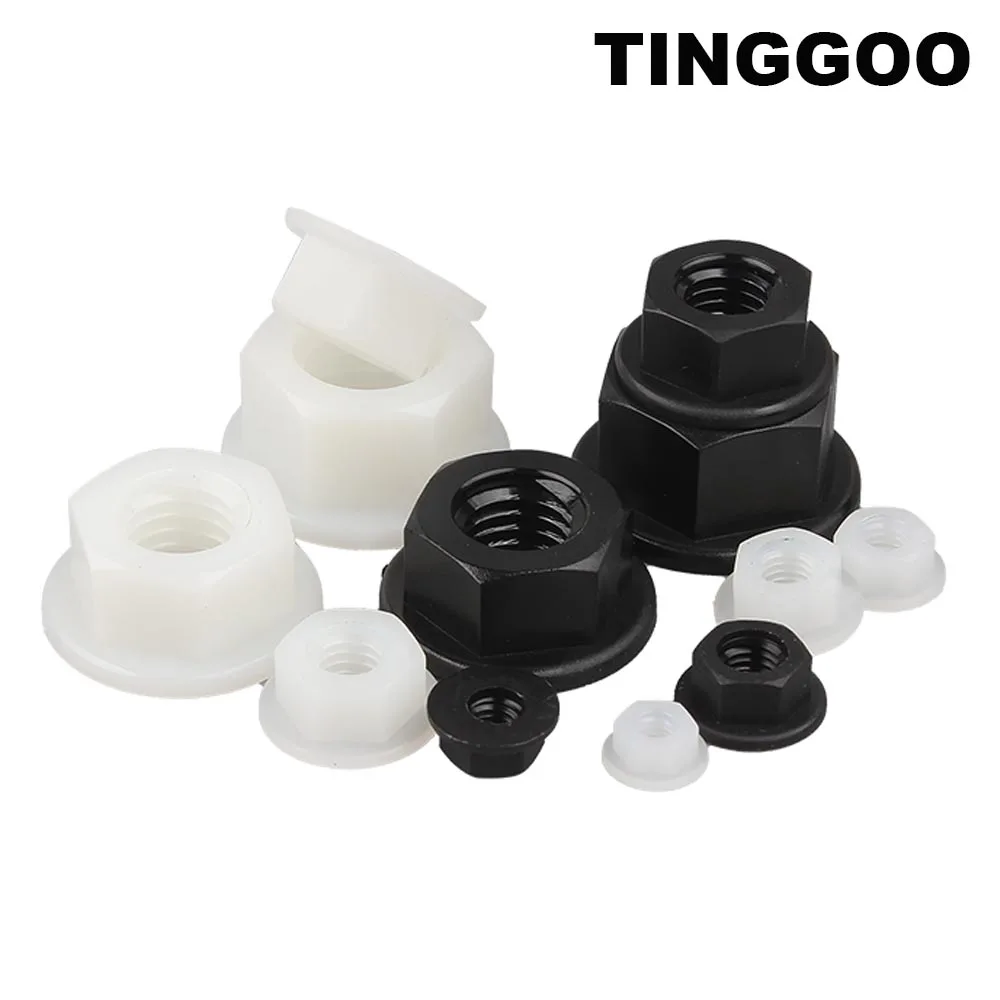 10/50pcs M3 M4 M5 M6 M8 M10 M12 Black White Flat Bottom PA66 Plastic ...
