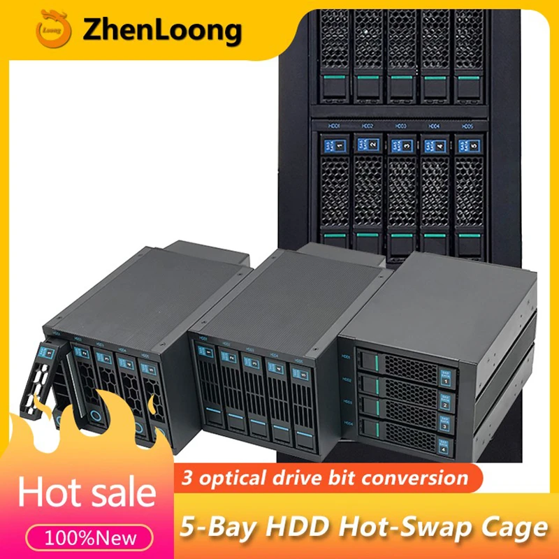 5-bay Hot Swap Hard Disk Cage Mobile 3.5-inch Sata Ssd Hdd Rack Cabinet ...