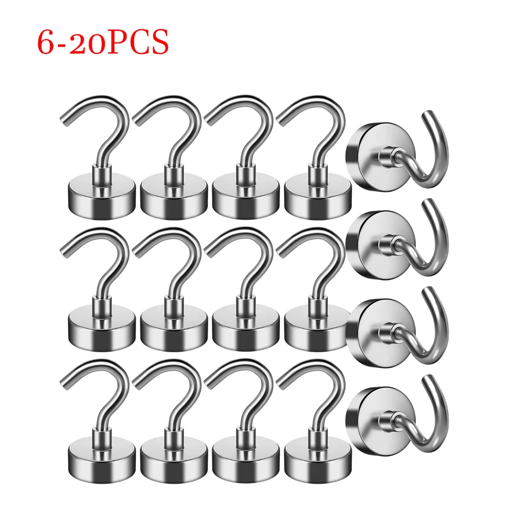 6-20-Pcs-16-MM-Strong-Magnetic-Hooks-Heavy-Duty-Wall-Hooks-Hanger-Super ...