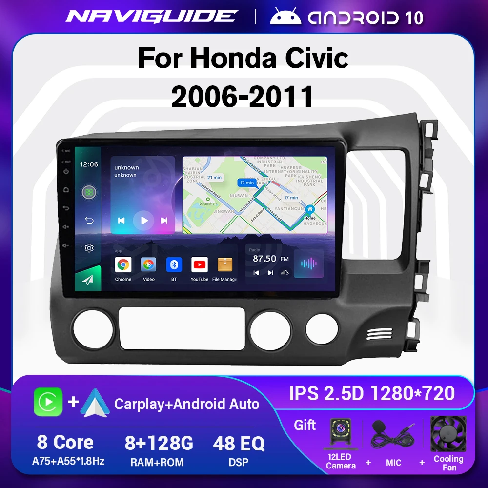 Naviguide 2 Din Car Radio For Honda Civic Rhd Lhd 2006 2011 Multimedia