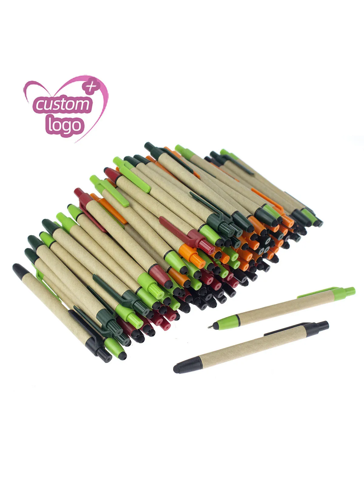 Lot 100pcs 2 in 1 Stylus Eco Paper Ball Pen Touch Screen Ballpoint Pens ...