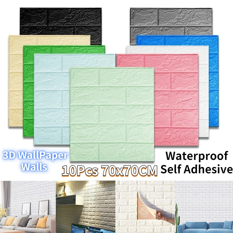 10pcs Self Adhesive Panel 3d Brick Wall Stickers Peel And Stick ...