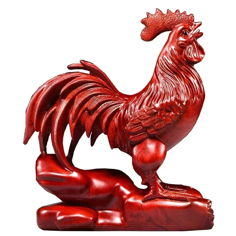 Rooster-Figurine-wooden-Good-Luck-Chicken-Statue-Feng-Shui-Ornament-for ...