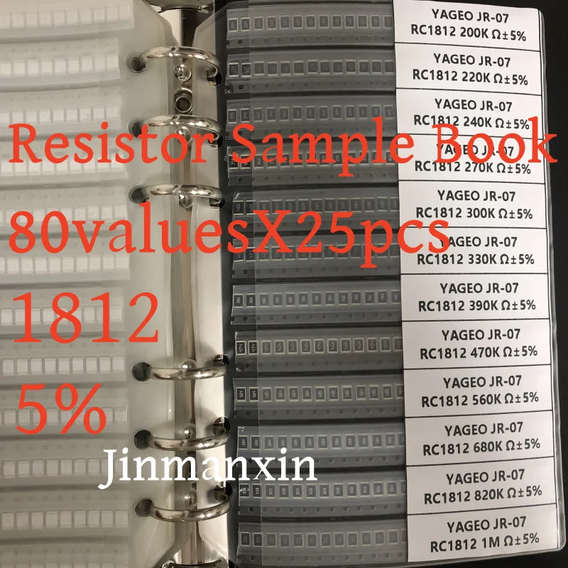 1812-5-SMD-Chip-Resistor-Sample-Book-3-4W-80values-Resistance-Assorted ...