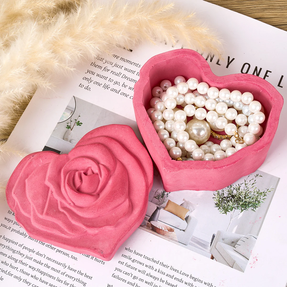 Heart-Storage-Box-Silicone-Mold-Handmade-Love-Rose-Candle-Jar-Casting-Molds-DIY-Plaster-Resin ...