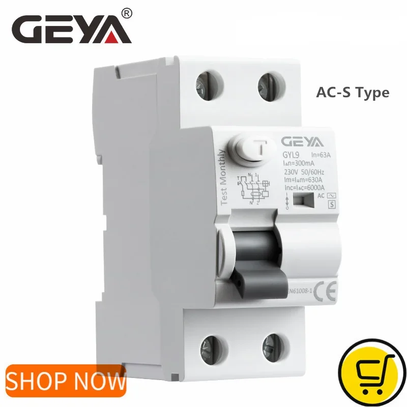 GEYA GYL9 S Type RCCB Time Delayed RCD ELCB Delay Type Electromagnetic ...