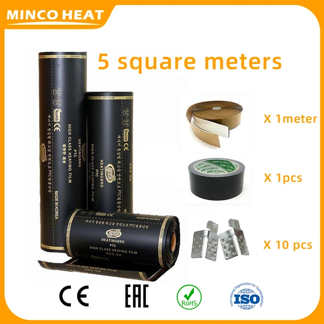 Minco Heat 50/80/100cm Width Infrared Heating Film Floor Warming Film Graphene PTC Heating Film ...