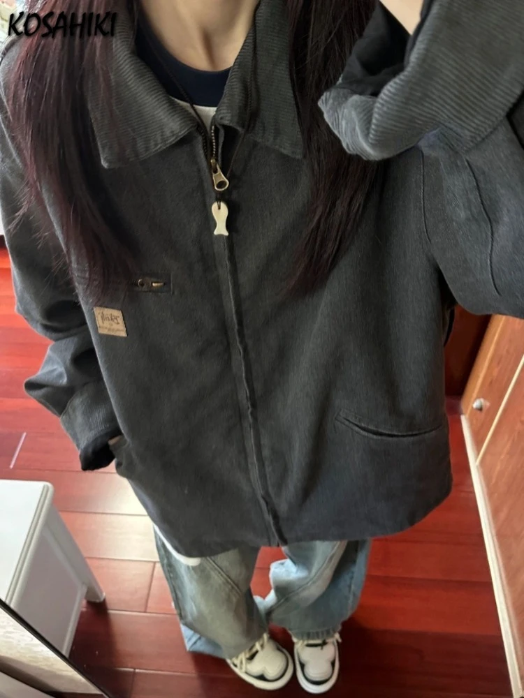 Streetwear-Vintage-Solid-Pockets-Grunge-Coats-Women-Loose-Y2k-Aesthetic ...