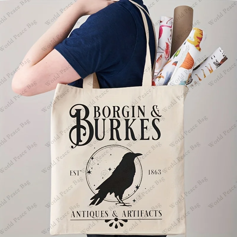 1pc-Borgin-And-Burkes-Crow-Pattern-Canvas-Tote-Bag-Reusable-Shopping ...