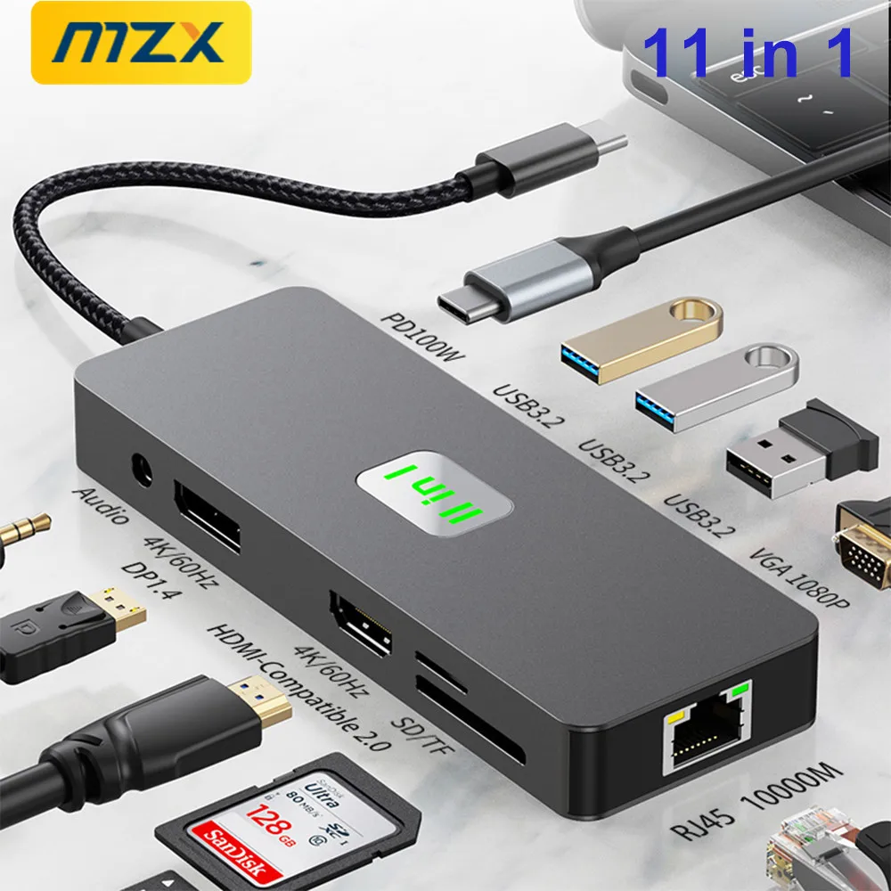 MZX-11-in-1-MST-Docking-Station-USB-Hub-USB3-2-4K-60Hz-HDMI-Compatible ...