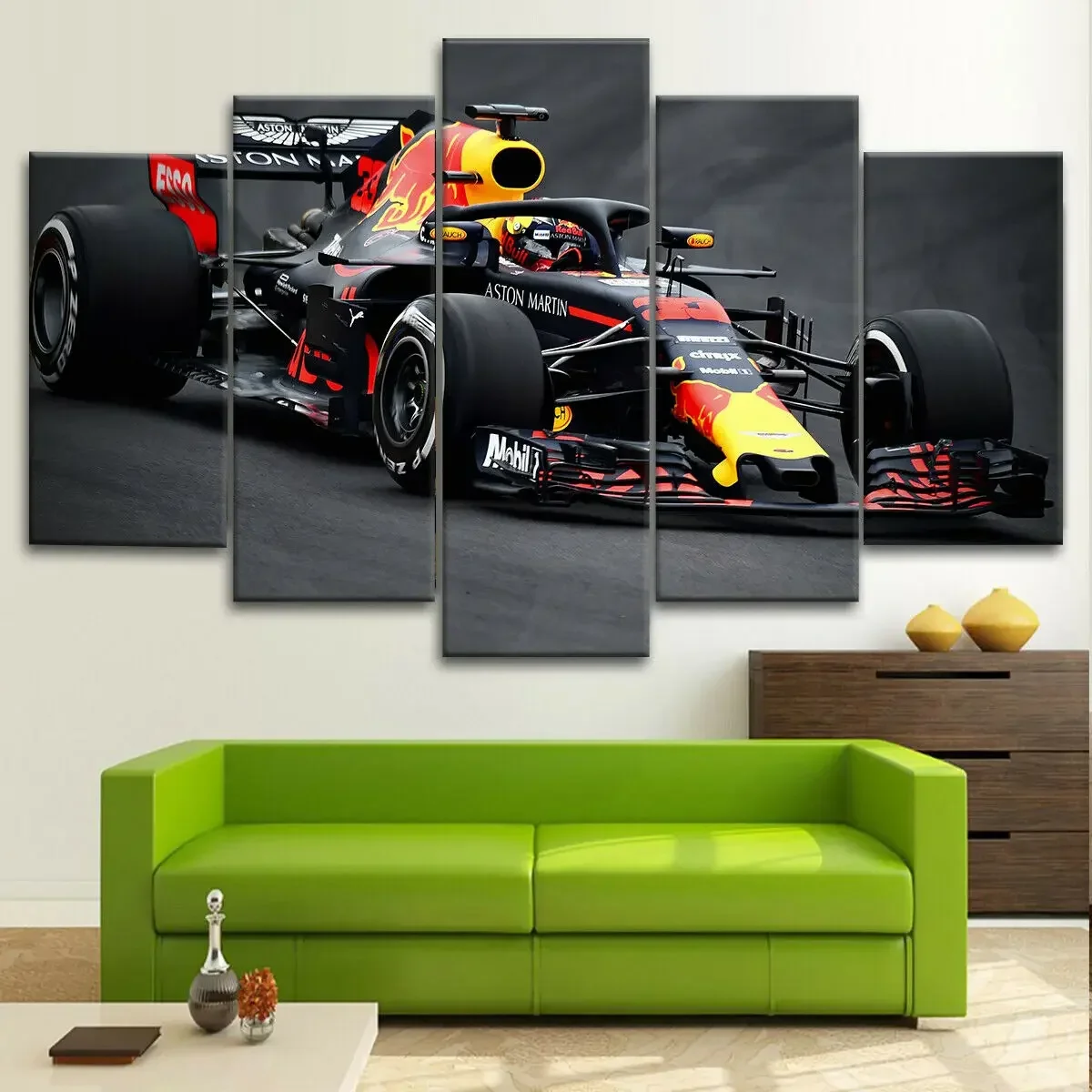 F1-Formul-1-Racing-Sports-Car-5-Piece-Canvas-Wall-Art-Multi-Panel-Print ...