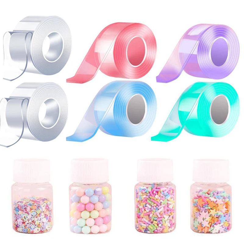 Adhesive-Blowable-Bubble-Tapes-Colorful-Glitter-Double-Sided-Reusable ...
