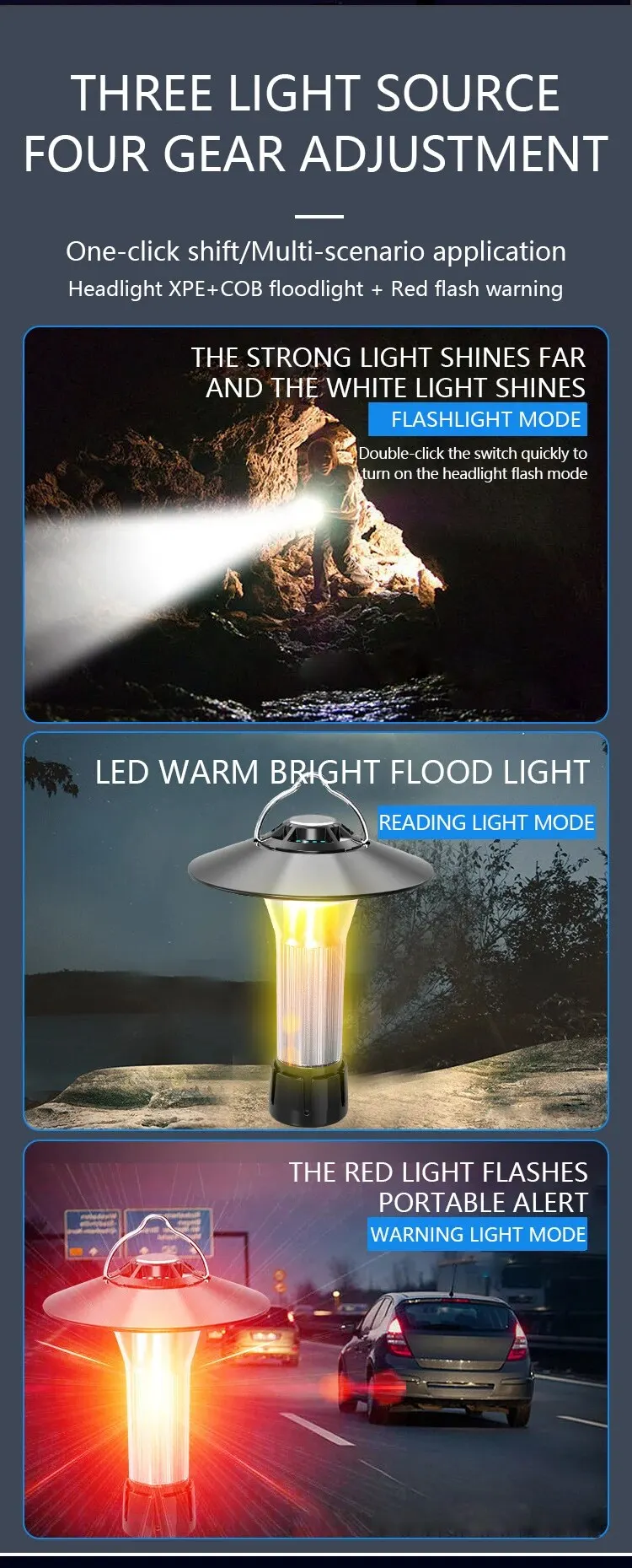 9 in 1 Multi-function Camping Lantern Portable Outdoor Waterproof ...