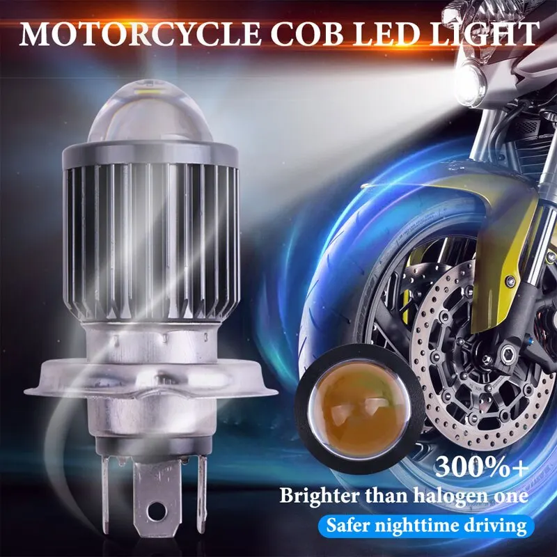 1PCS Motorcycle Headlight H4 CSP Bulbs LED Light White 12V 6000k Light ...