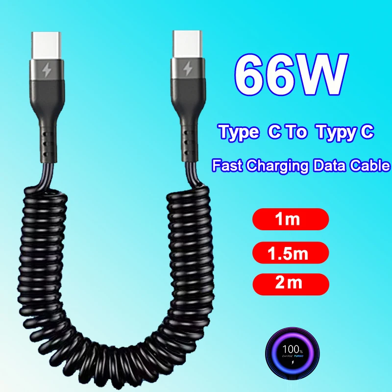 65W-5A-Cable-Fast-Charging-Spring-Pull-Telescopic-Cord-Type-C-To-Type-C ...