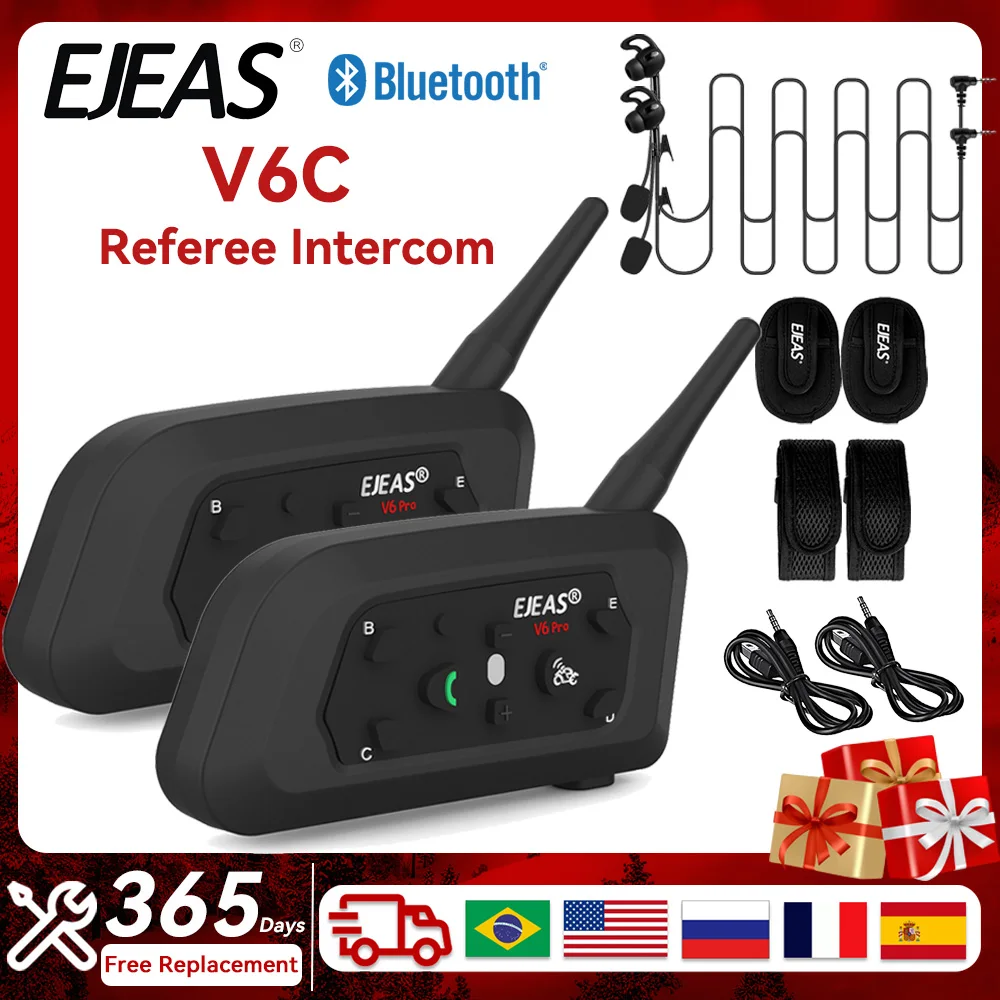 EJEAS-V6C-PRO-Bluetooth-rbitro-Intercom-Headset-1200M-BT-Interphone ...