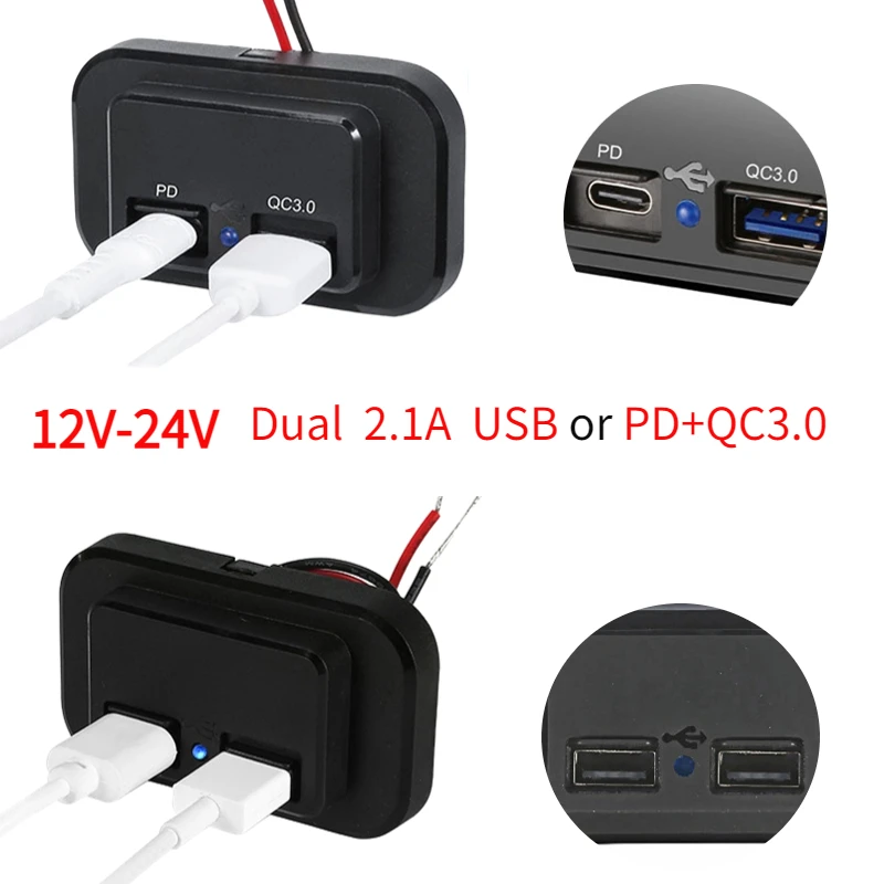 3-0-PD-Dual-Port-USB-Car-Charger-Fast-Charging-Socket-Adapter-Power-12V ...