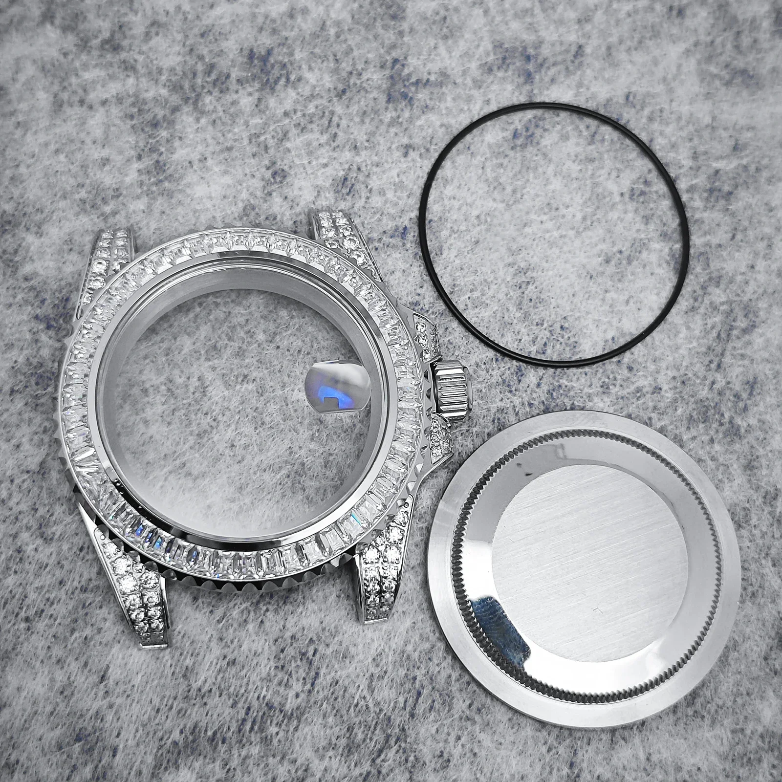 40-5mm-Watch-Case-Diamond-Case-with-Strap-Sapphire-Magnifier-Glass ...