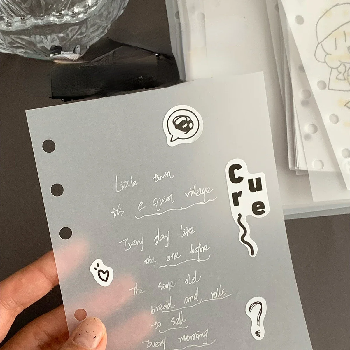 A6Translucent DIY Paper Inner Loose leaf for Drawing Copying Collage ...