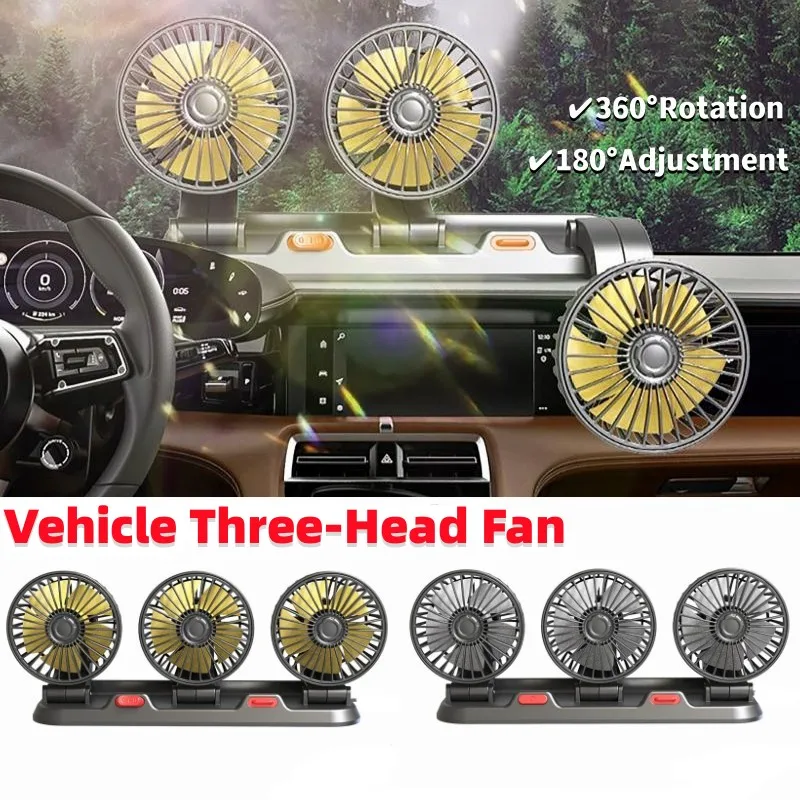 12V-24V-5V-USB-Car-Three-Head-Fan-Powerful-Strong-Wind-Cooling-Fan-360 ...