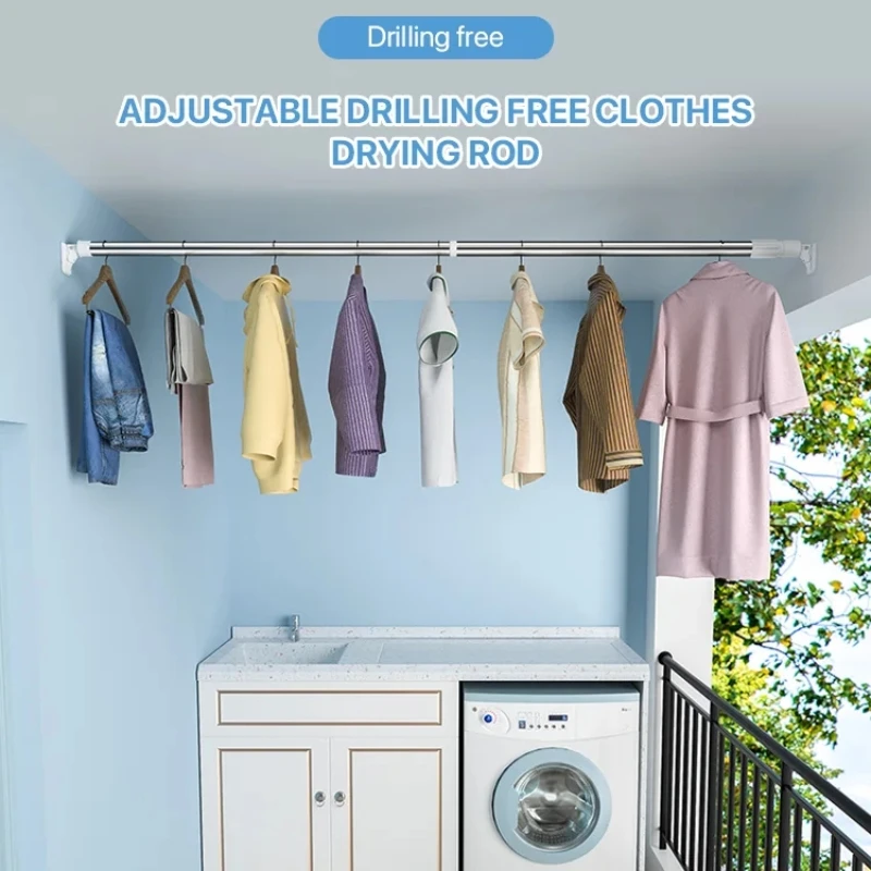 90-200cm-Multifunctional-Hanger-No-Punching-Retractable-Cloth-Hanger ...