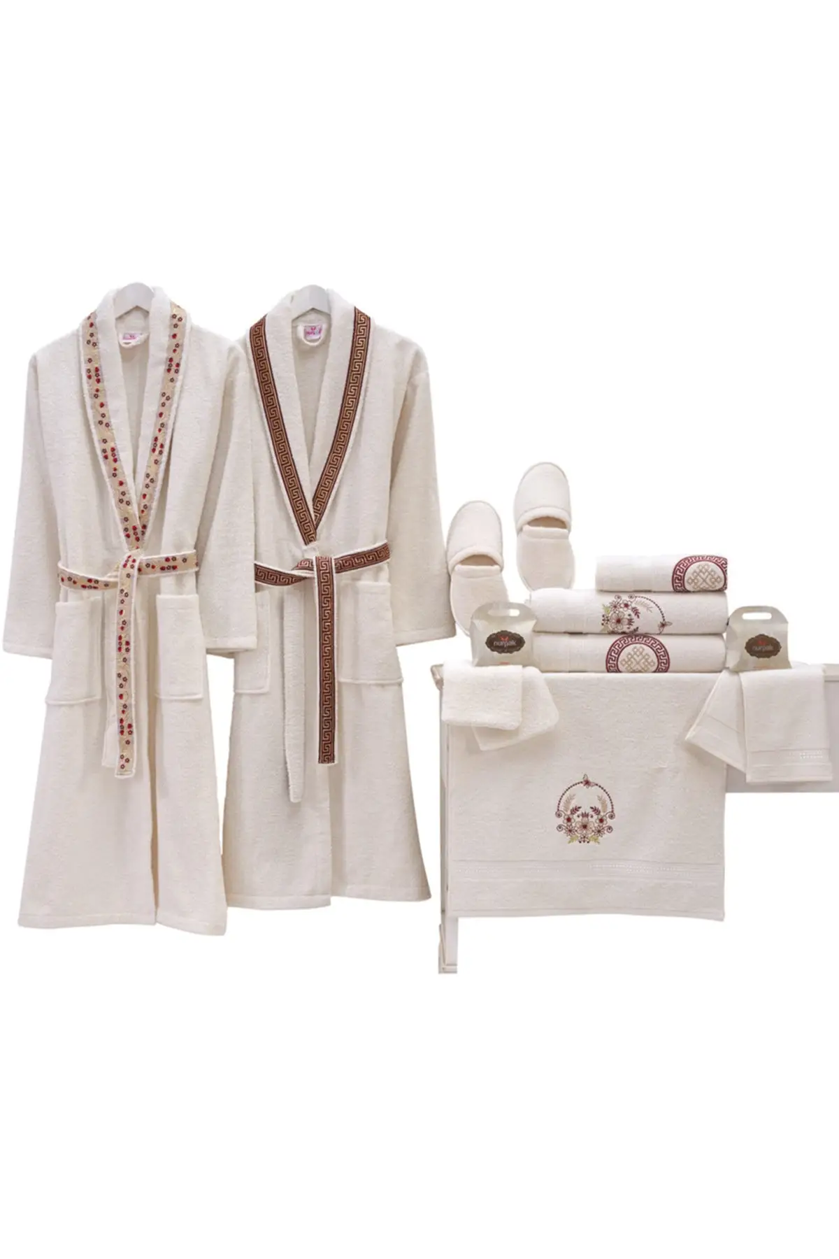 Robe Set Bathrobe Set 16 PCS Men Women Bathroom Nightglown Hand Face Towel Slippers Poach Soap ...