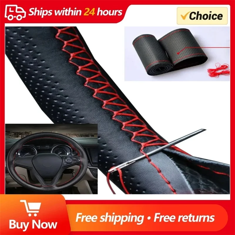 Car-Steering-Wheel-Cover-Needles-And-Braid-Thread-Artificial-Leather ...