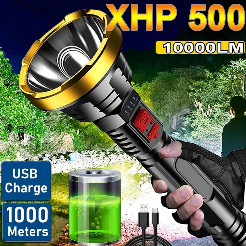 P500-Strong-Light-LED-Flashlight-USB-Rechargeable-Tactical-Hunting ...