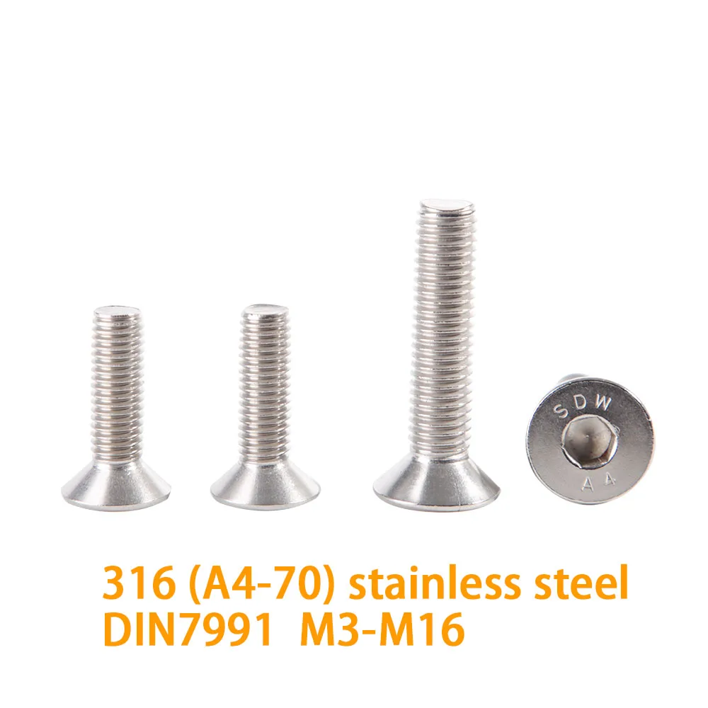 Hex Socket Flat Countersunk Head Allen Screw Bolt A4-70 Grade 316 ...