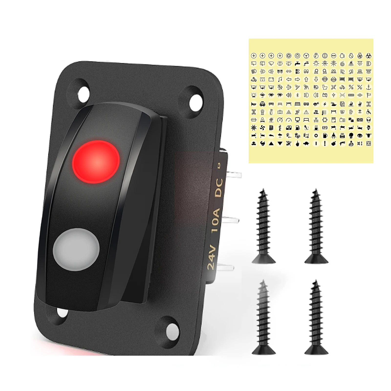 Switch Panel 7Pins 3 Way DPDT Dual Red Led Rocker Button Switch ...
