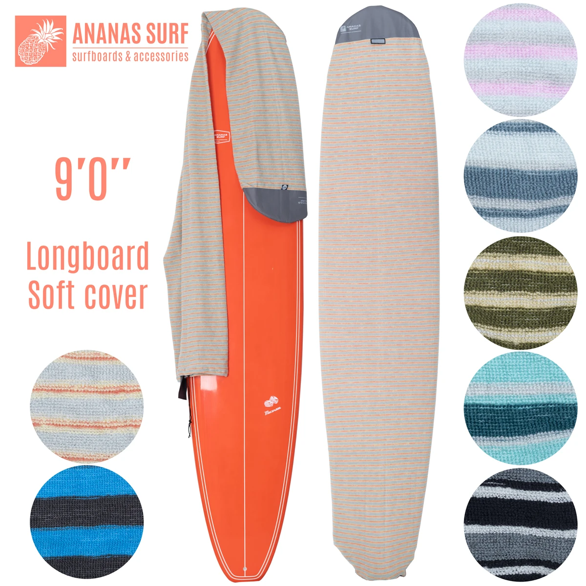 Ananas Surf 9'0" 260 cm Surfboard Sock 9 ft. Longboard Round Nose Soft ...